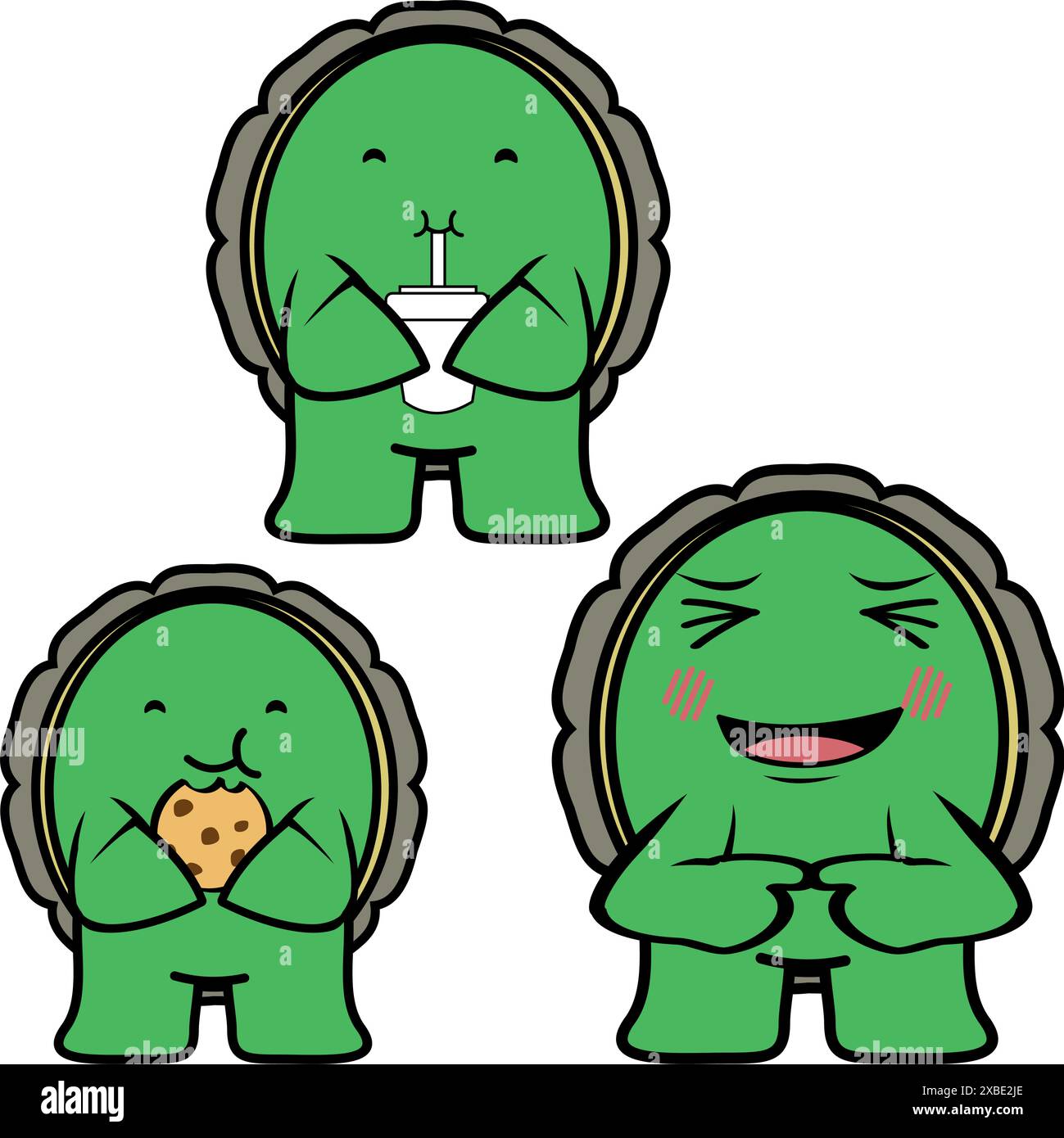 funny turtle cartoon expressions pack collection in vector format Stock ...