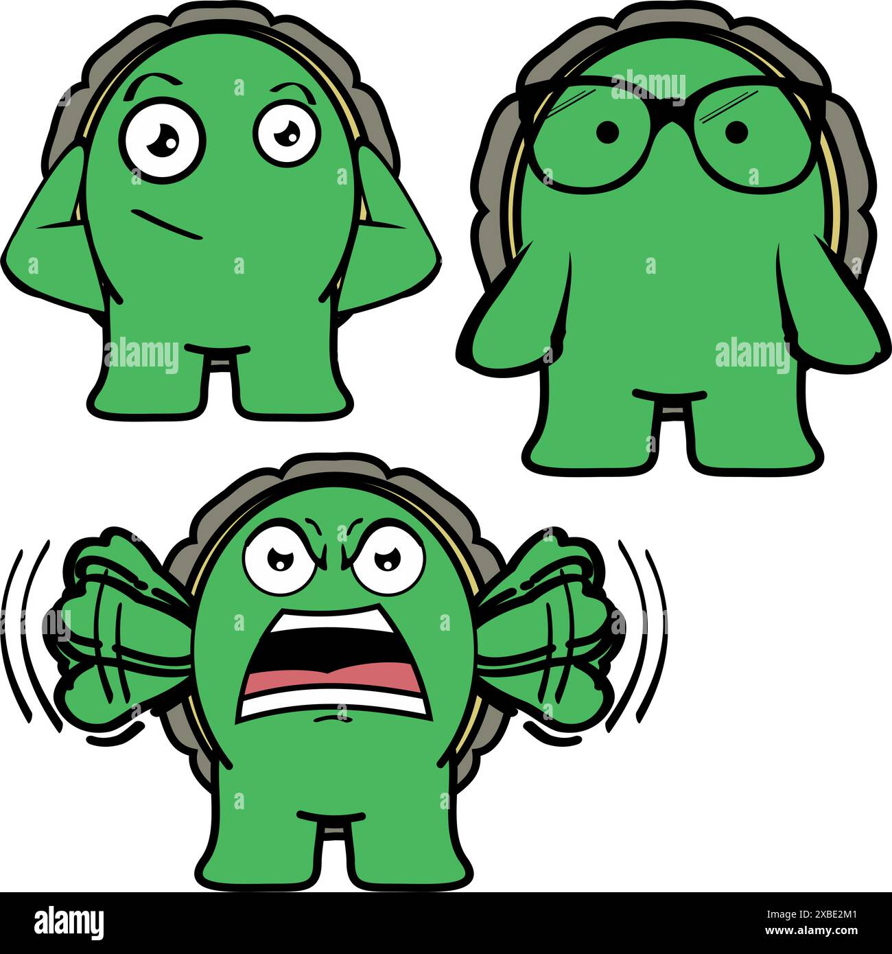 funny turtle cartoon expressions pack collection in vector format Stock ...