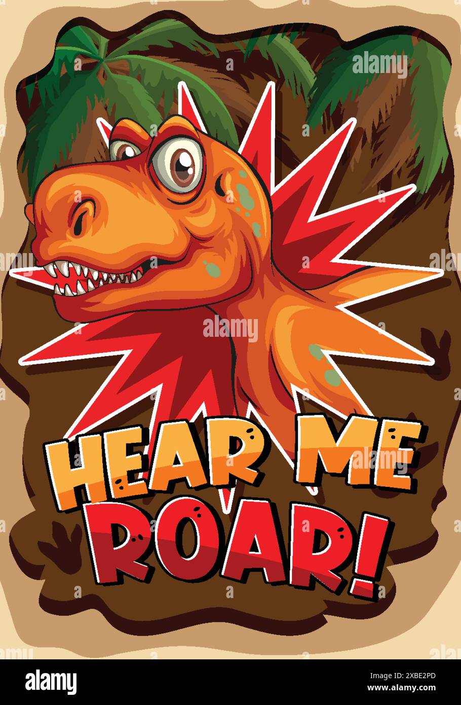 Colorful dinosaur with bold text and background Stock Vector Image ...