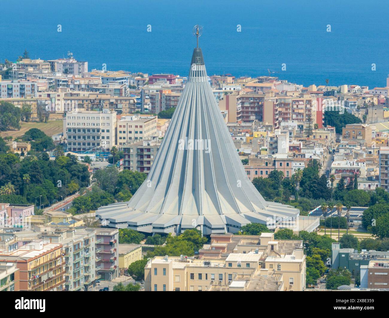 Aerial view of the Basilica of the Madonna delle Lacrime in Syracuse ...