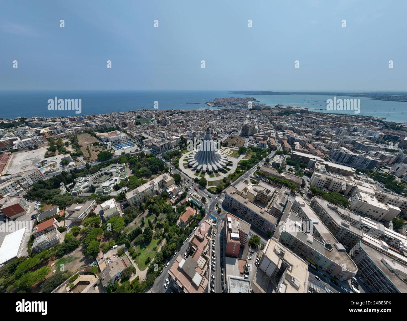Aerial view of the Basilica of the Madonna delle Lacrime in Syracuse ...