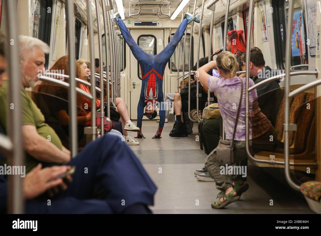 St. Petersburg, Russia. 11th June, 2024. An acrobat dressed as the ...