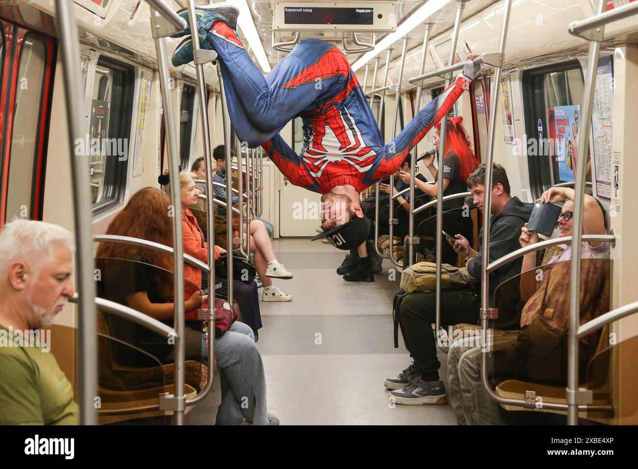 St. Petersburg, Russia. 11th June, 2024. An acrobat dressed as the ...