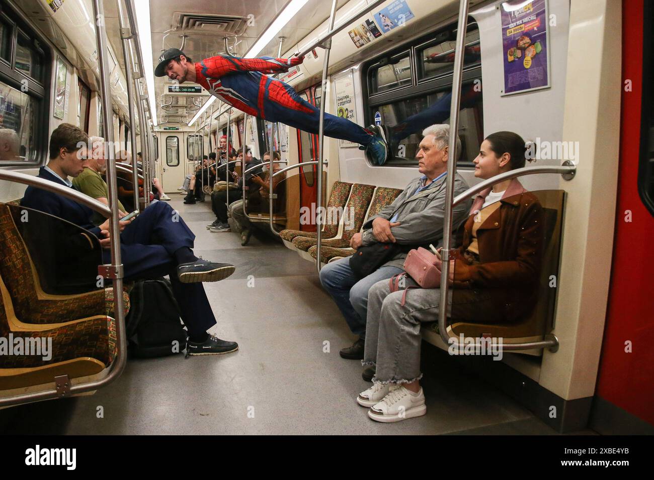 St. Petersburg, Russia. 11th June, 2024. An acrobat dressed as the ...