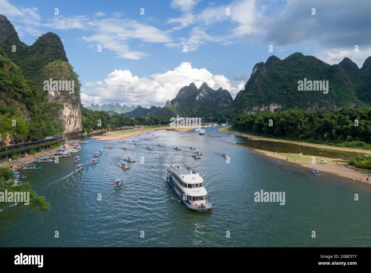 Yangshuo County, Guilin City, Guangxi, China - August 05, 2023: Aerial ...
