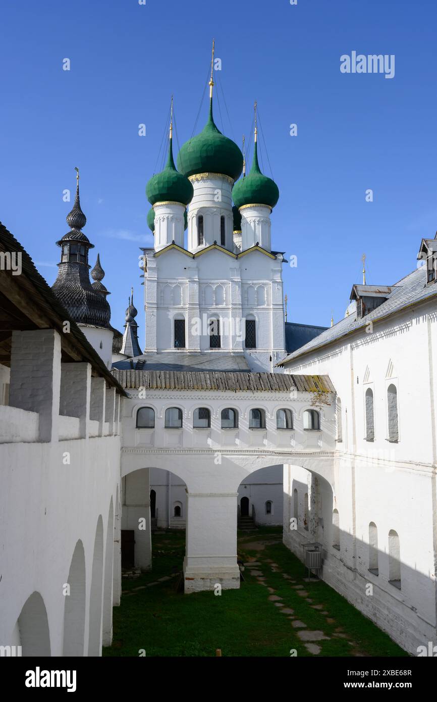 View of the fortress wall of the monastery and the Church of St ...