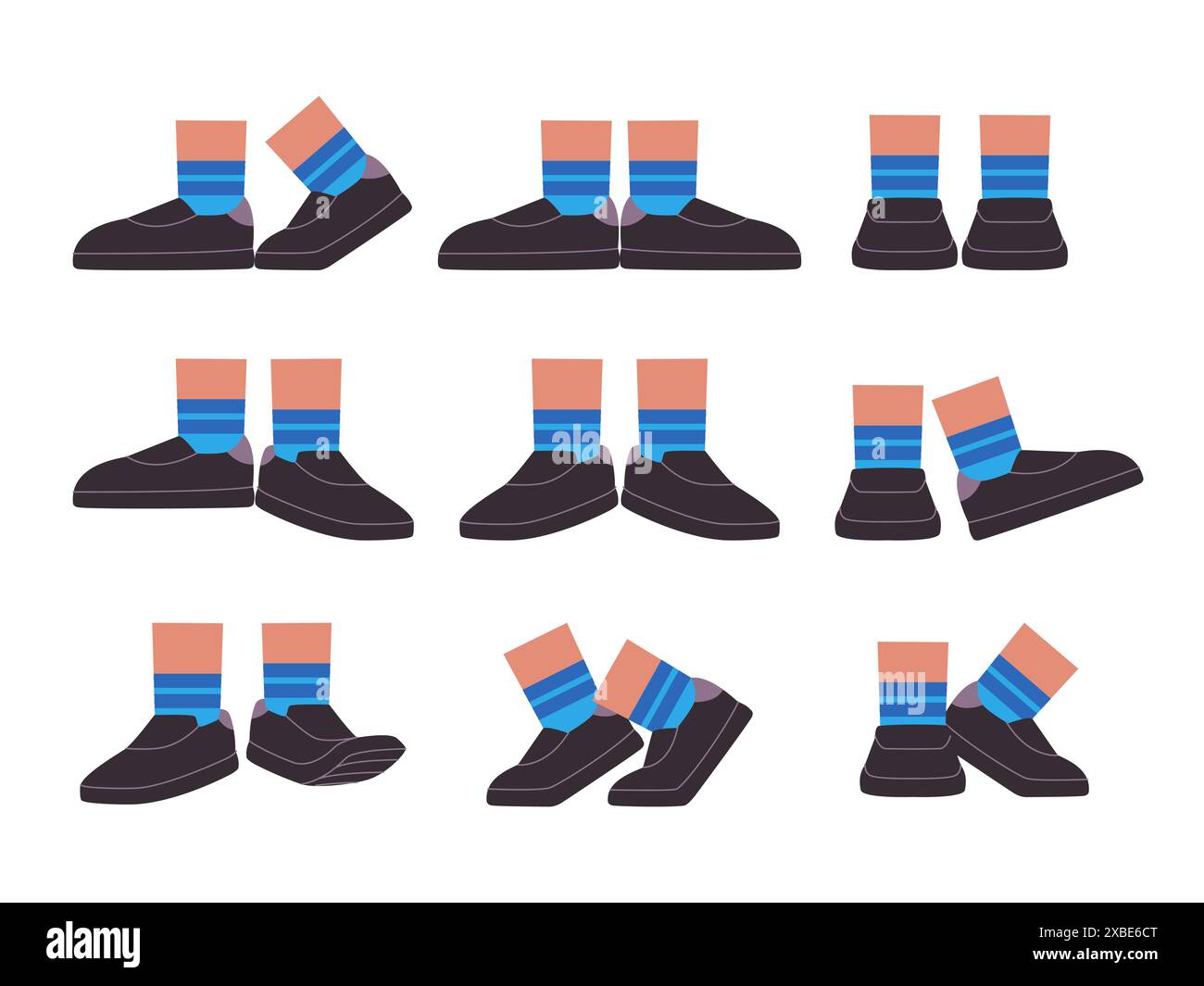 set black color shoes leg movement position view footwear casual ...