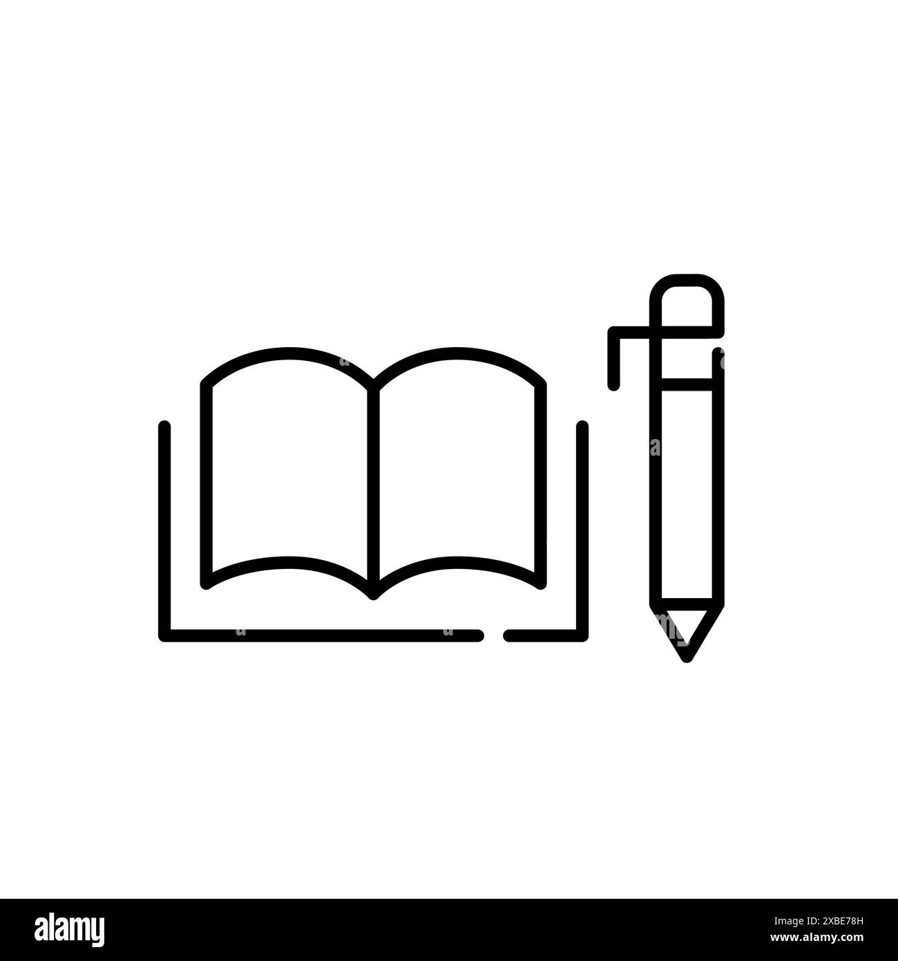 Open book and pen. Writing, studying and learning. Pixel perfect ...