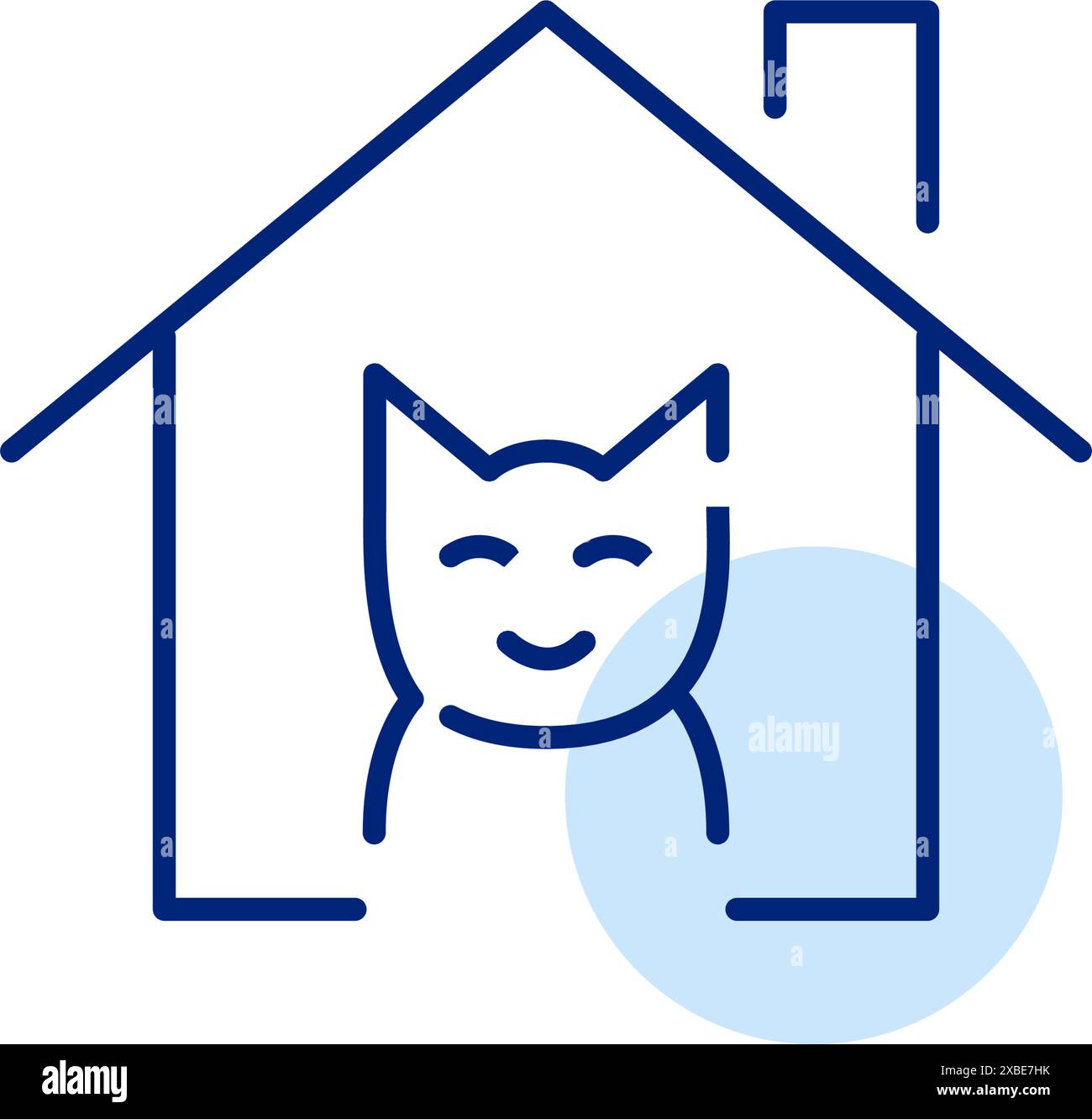Happy cat in home. Adopting pets from shelter. Pixel perfect, editable ...