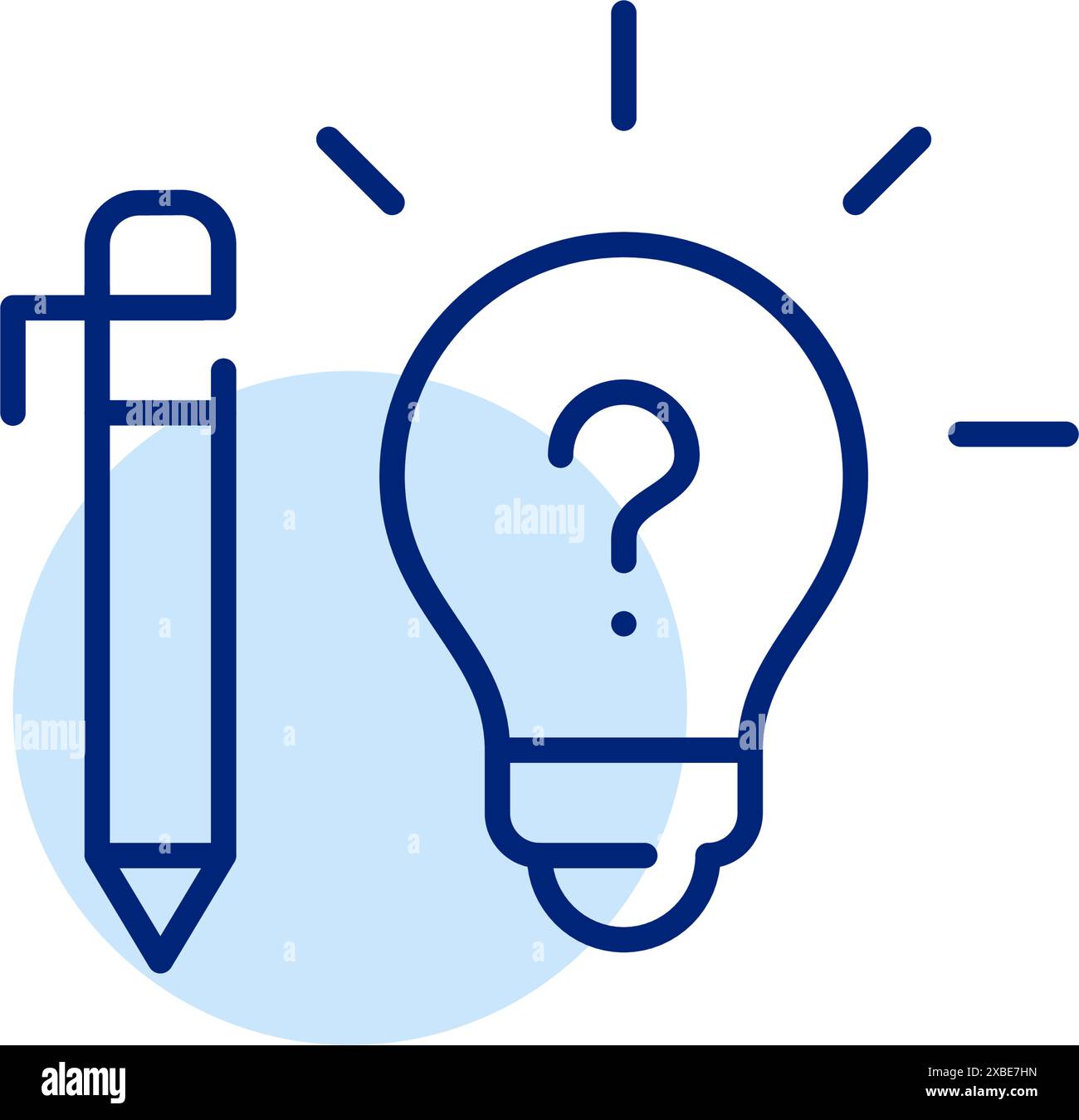 Pen, light bulb and question mark. Expressing ideas through creative ...