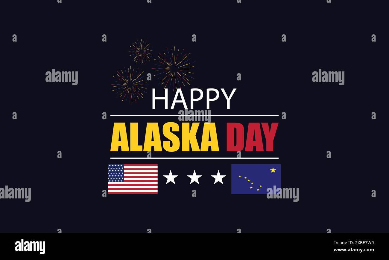 Happy Alaska Day A Festive Text with Flag Illustration Stock Vector ...