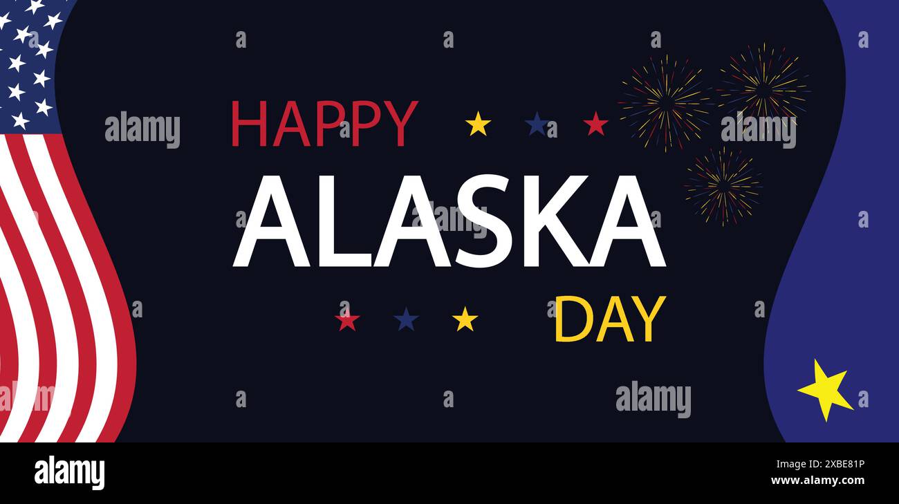 Happy Alaska Day A Festive Text with Flag Illustration Stock Vector ...