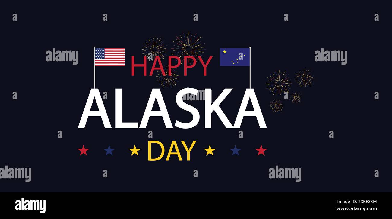 Happy Alaska Day A Festive Text with Flag Illustration Stock Vector ...
