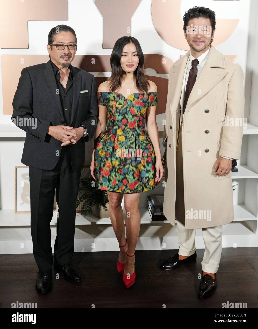 Los Angeles, USA. 11th June, 2024. (L-R) SHOGUN Cast - Hiroyuki Sanada, Anna Sawai and Tadanobu ...