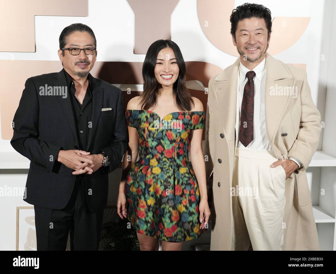 Los Angeles, USA. 11th June, 2024. (L-R) SHOGUN Cast - Hiroyuki Sanada, Anna Sawai and Tadanobu ...