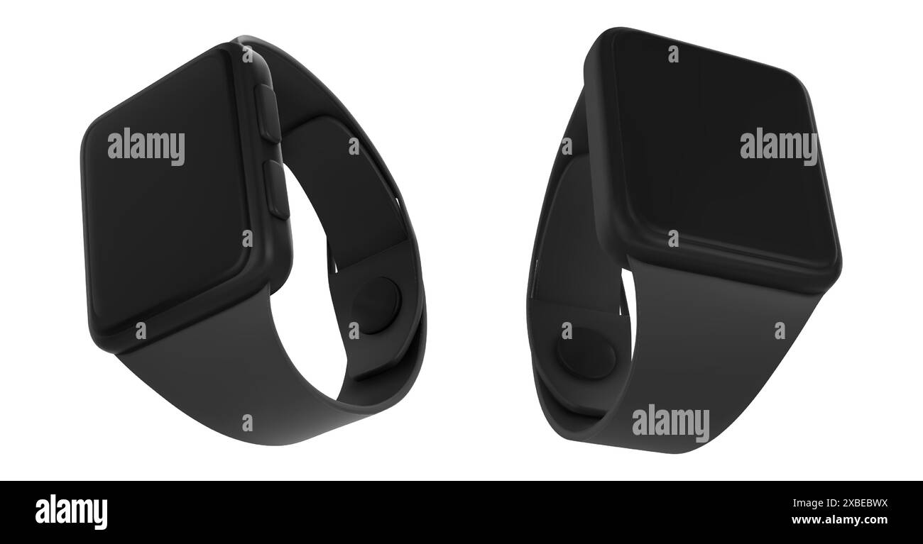 Smartwatch with blank screen and black wrist band side angle view ...