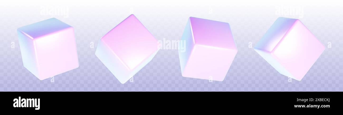 Cube geometric shape in different angle of view with hologram effect ...