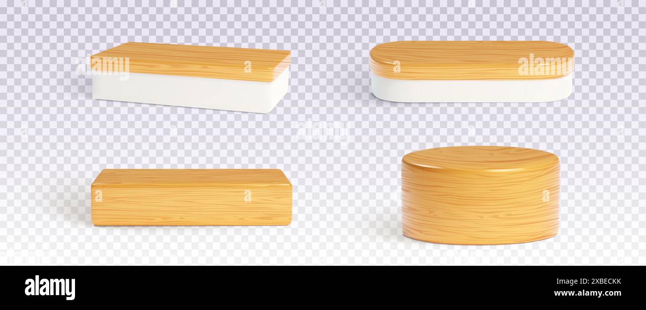 Wooden platforms set isolated on transparent background. Vector ...