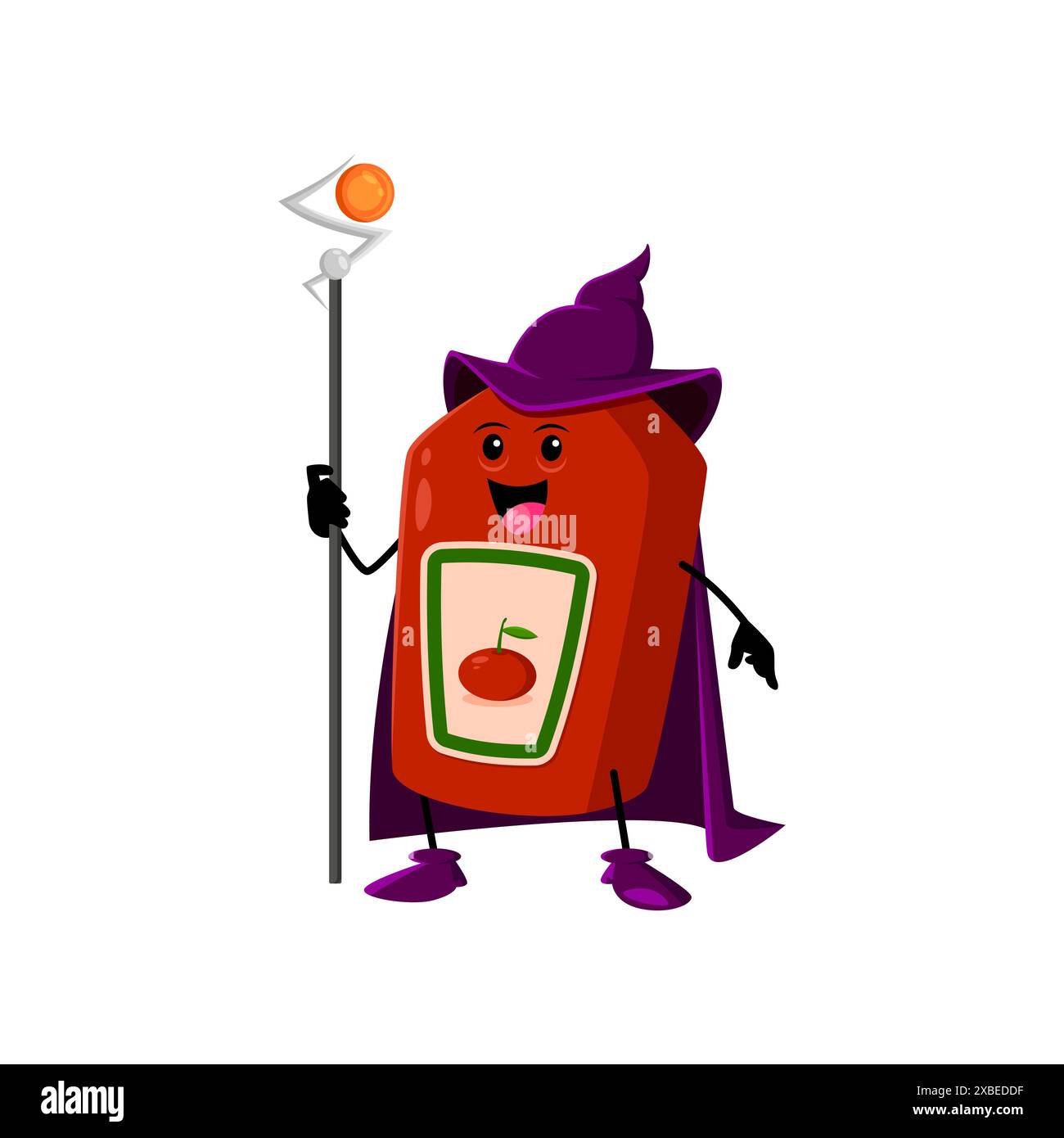 Cartoon Halloween ketchup bottle fast food mage, wizard and witch ...