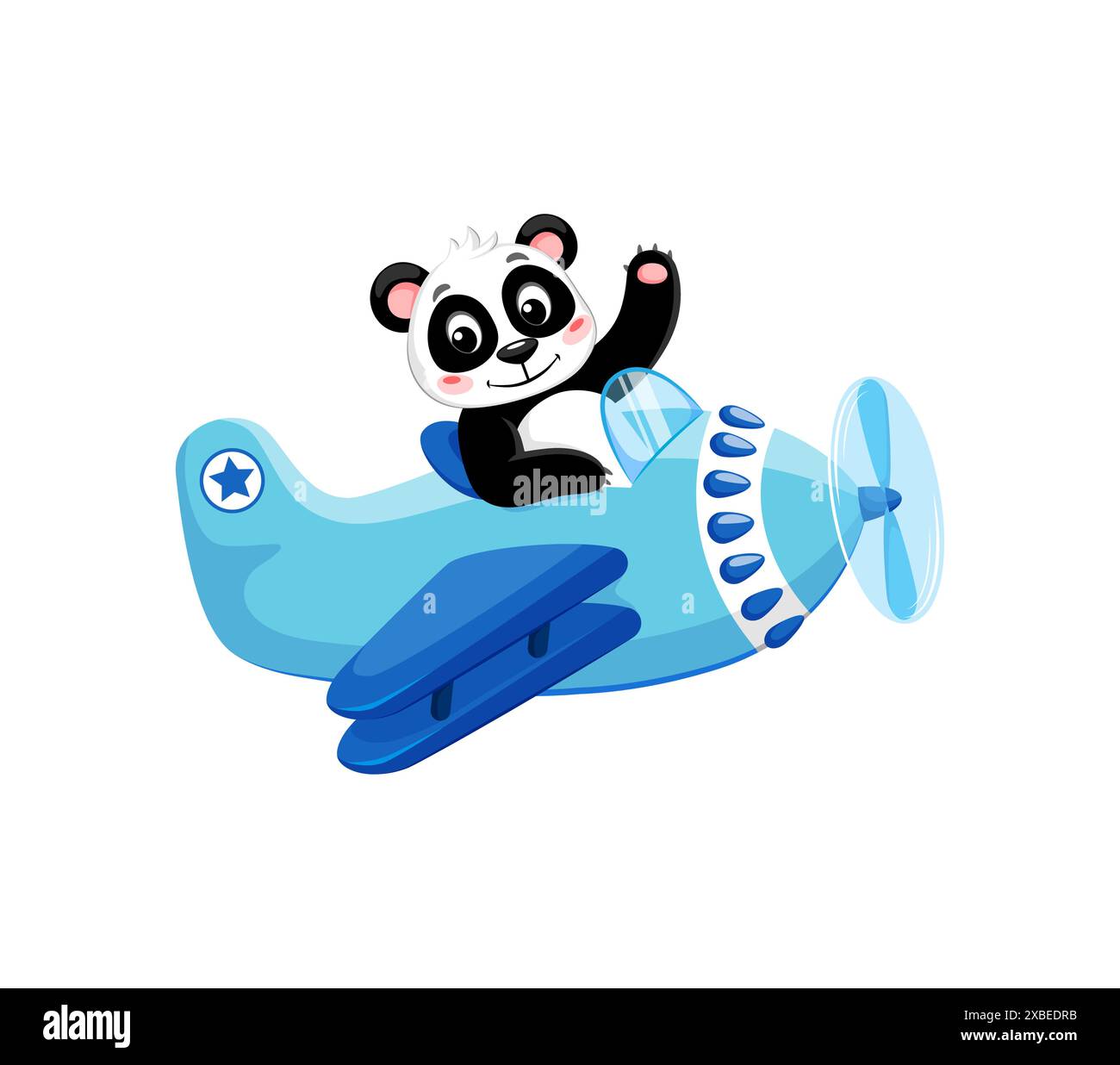 Cartoon panda animal on plane, funny pilot in airplane toy, vector kids ...