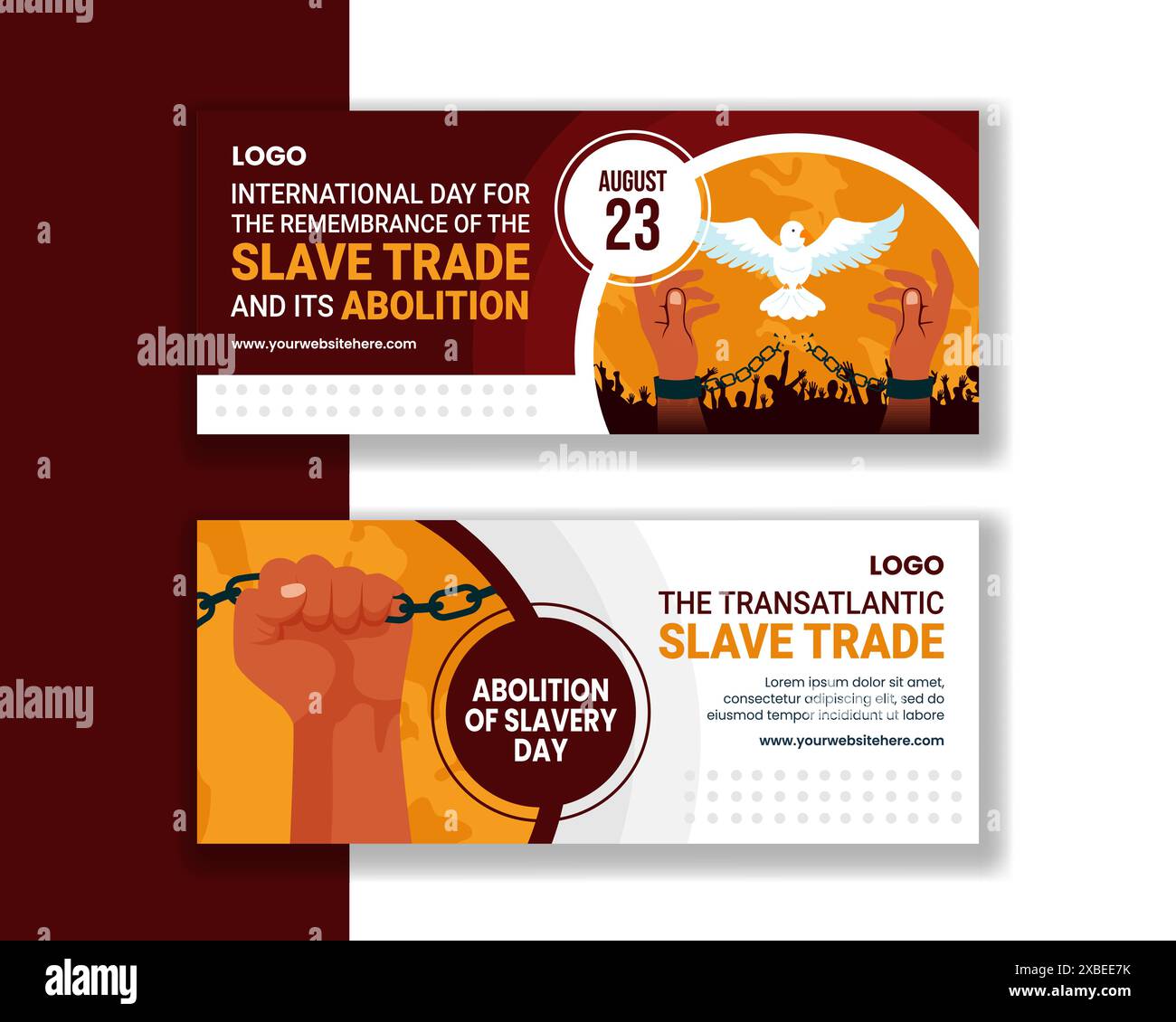 Slave Trade and Abolition Day Horizontal Banner Cartoon Hand Drawn ...