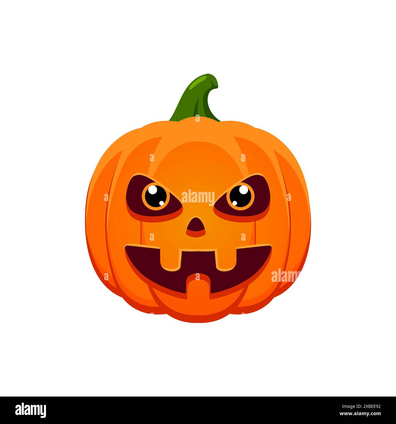 Cartoon evil pumpkin lantern Halloween emoji set. October horror ...