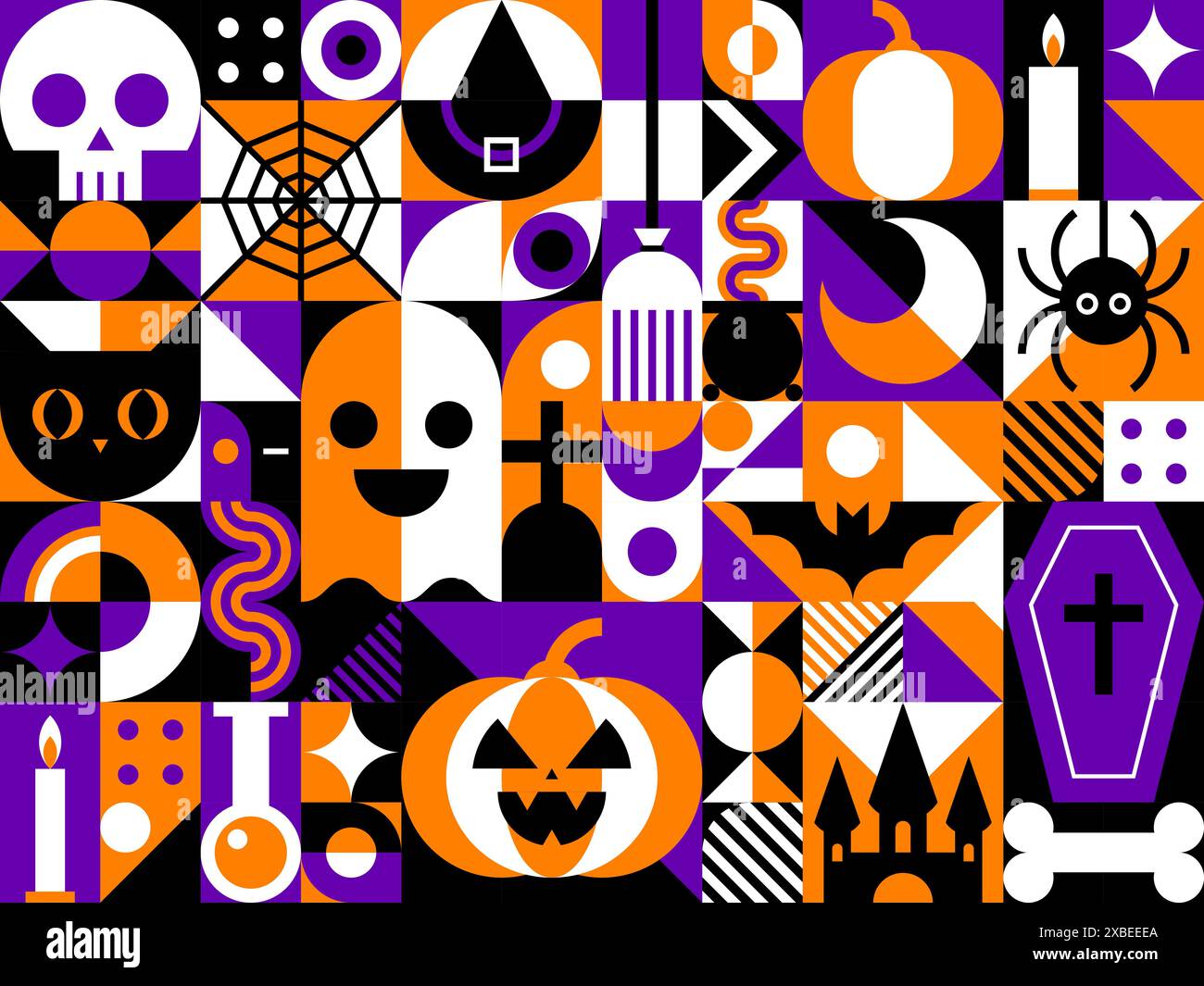 Halloween modern abstract bauhaus geometric pattern, features bold ...
