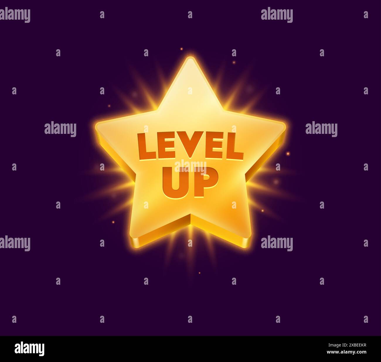 Level up rank star with golden shine for game achievement bonus award ... Level up rank star with golden shine for game achievement bonus award ...