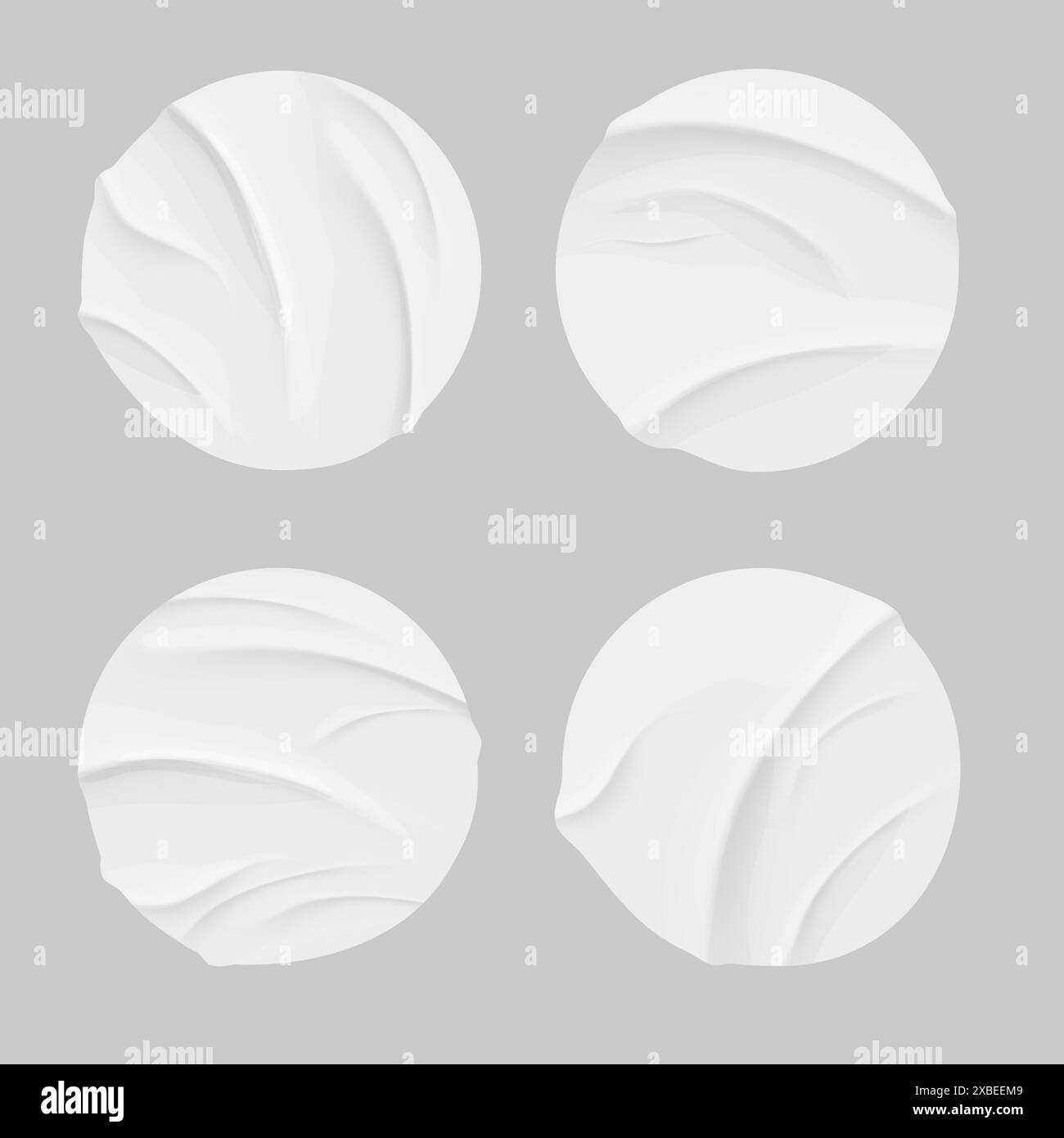 Glued circle paper wrinkled effect sticker, empty frame, badge mockup ...