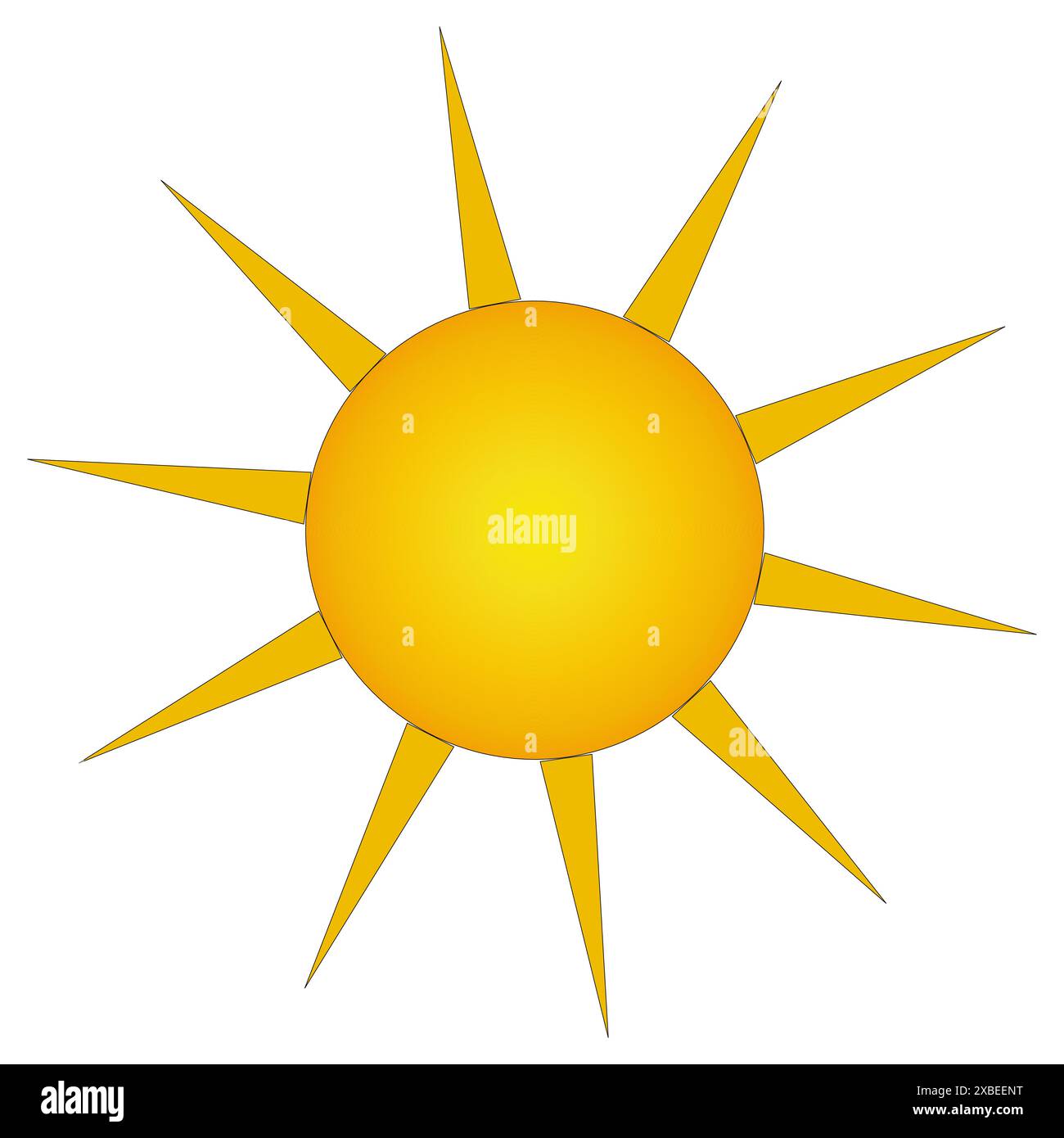 A vibrant vector illustration of a summer sun with golden rays in the ...