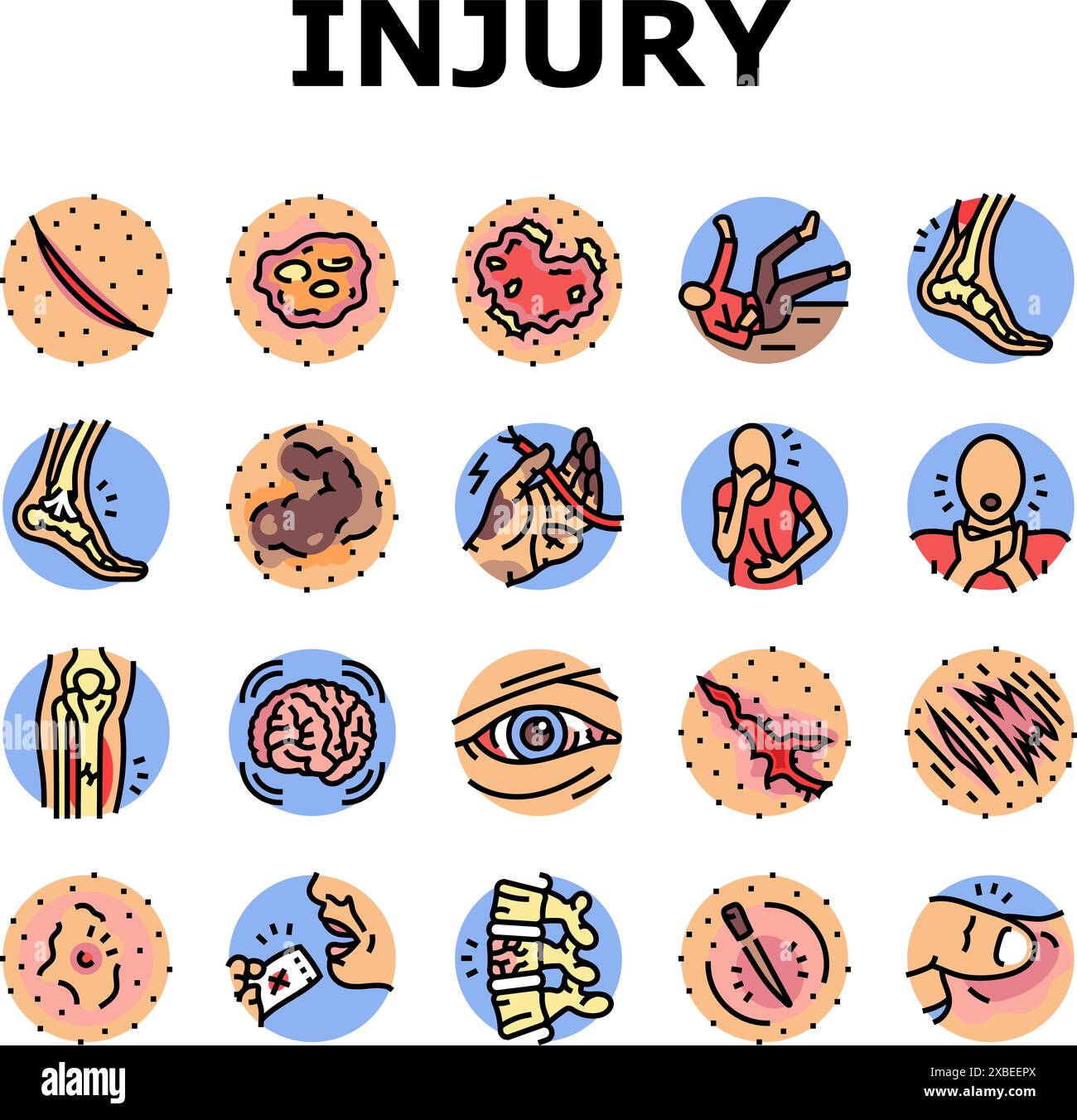 household injury accident human icons set vector Stock Vector Image ...