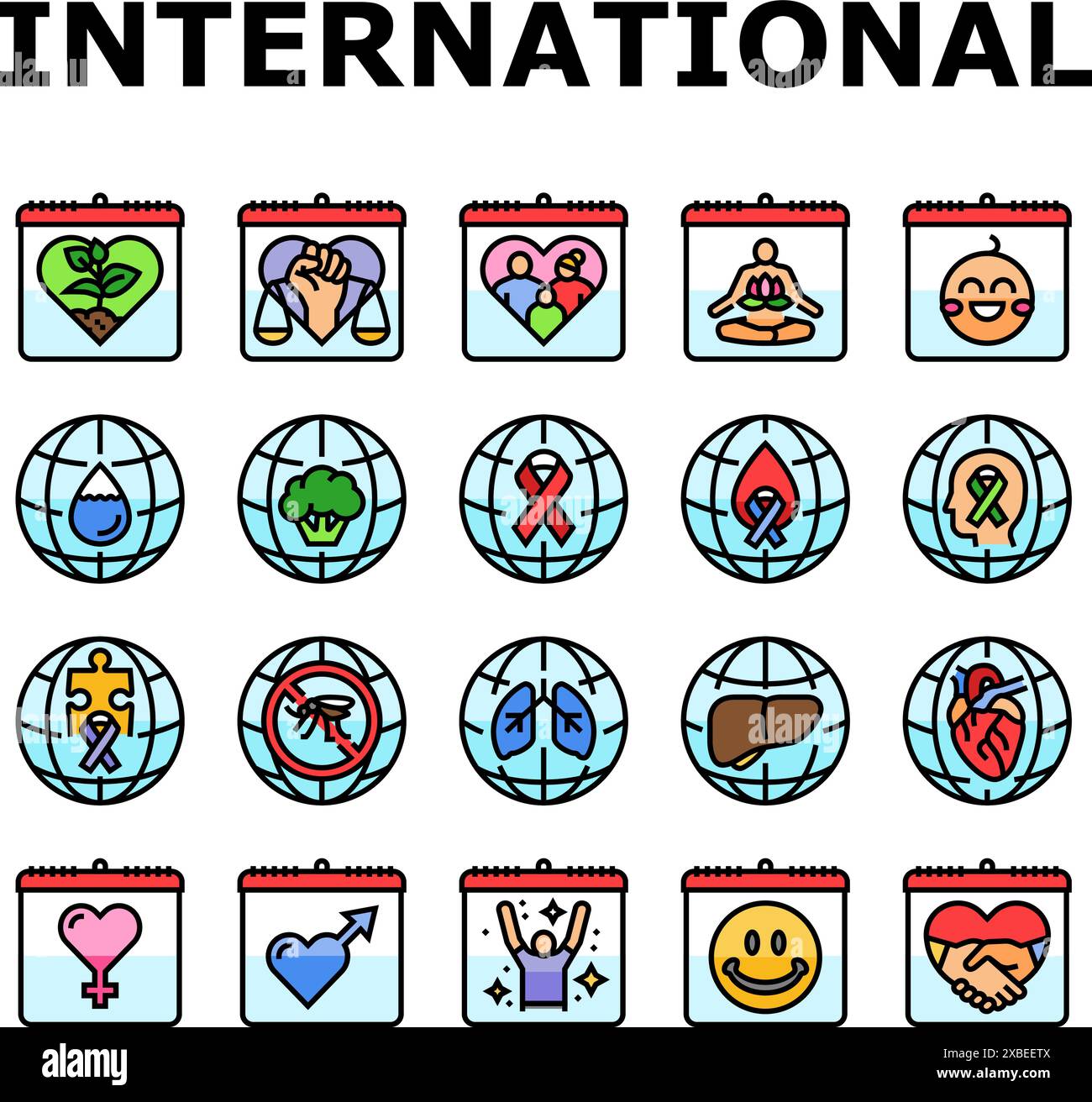 international day holidays icons set vector Stock Vector Image & Art ...
