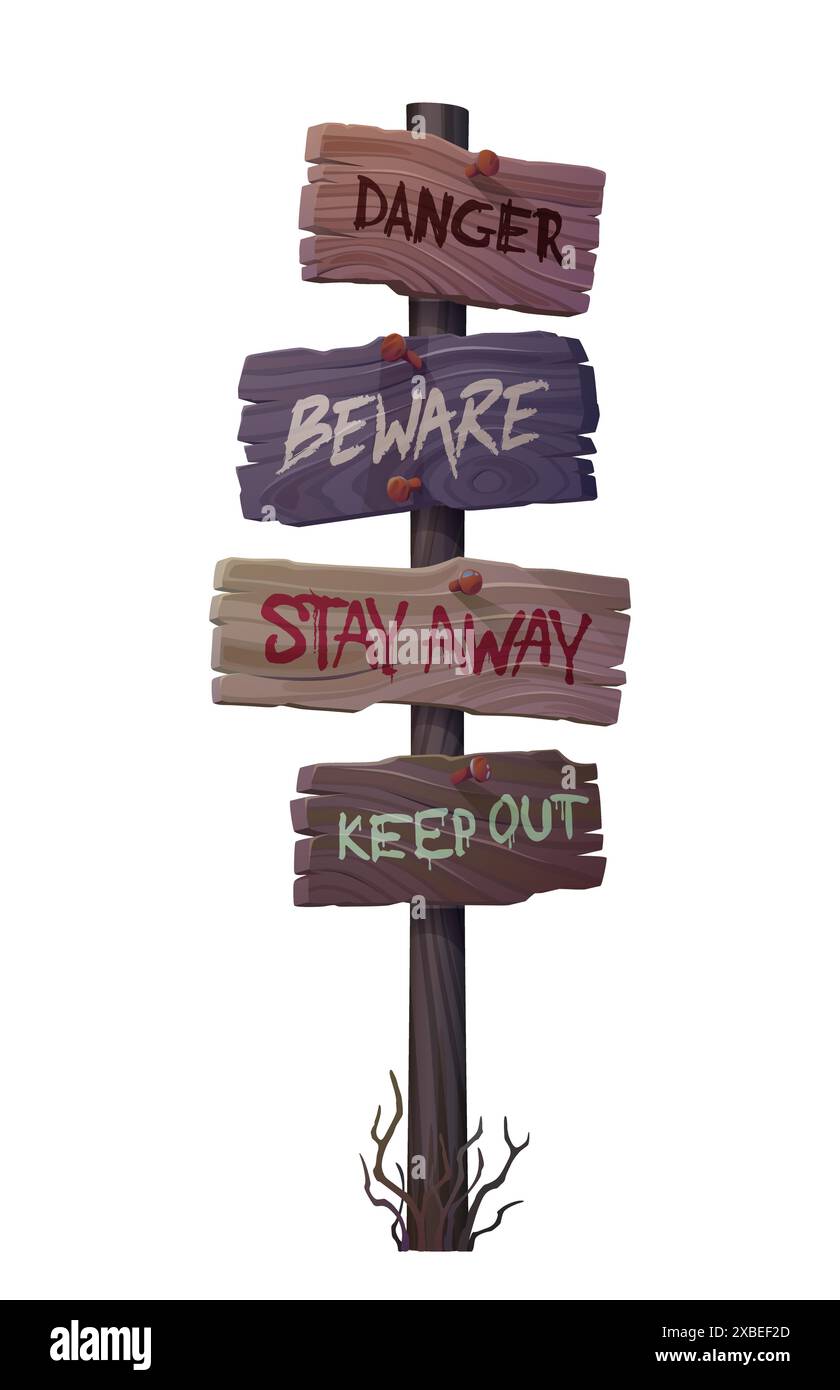 Halloween wooden sign board. Isolated cartoon vector spooky wood ...