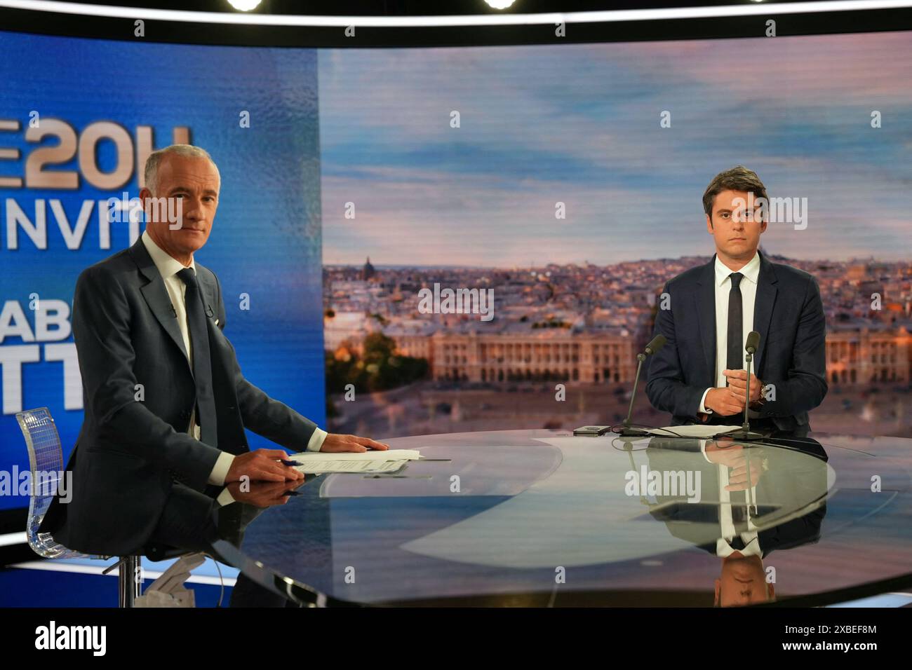 French Prime Minister Gabriel Attal adjusts his tie ahead of an ...