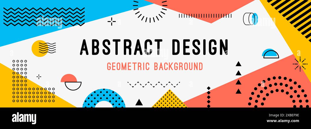 80s 90s memphis banner. Vector retro modern abstract geometric ...