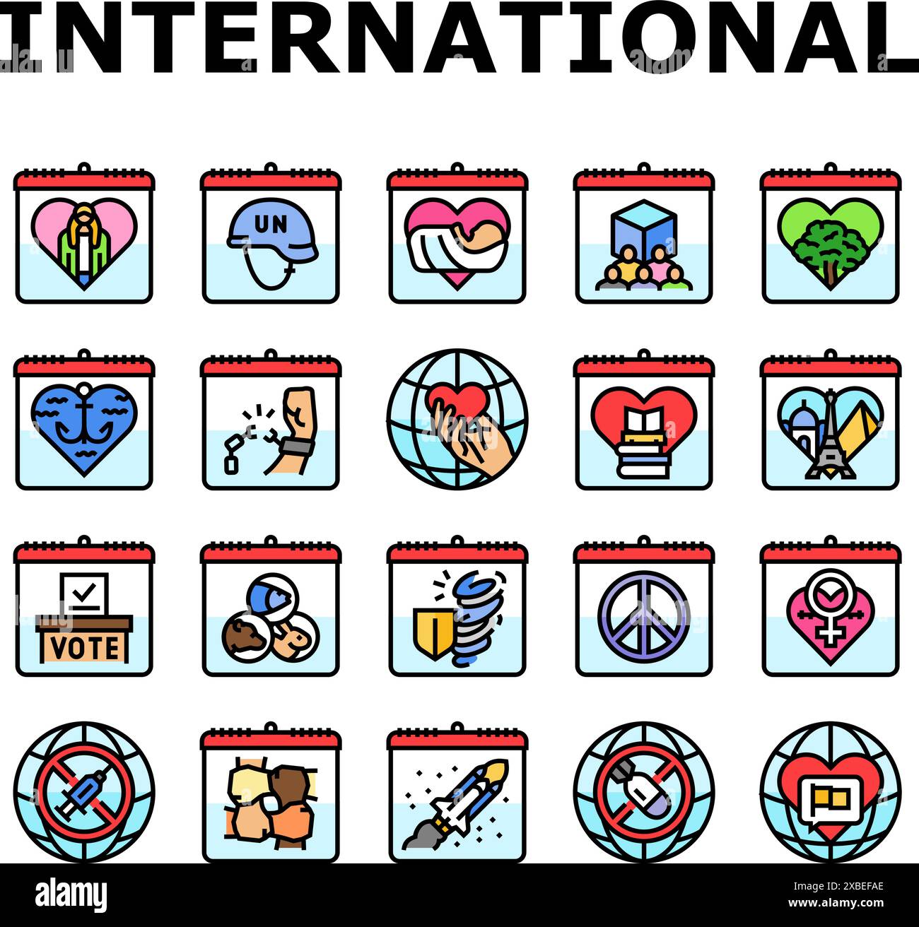 international holiday day icons set vector Stock Vector Image & Art - Alamy