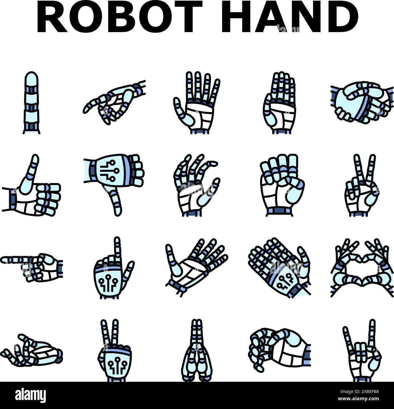 robot hand gesture ai digital icons set vector Stock Vector Image & Art ...