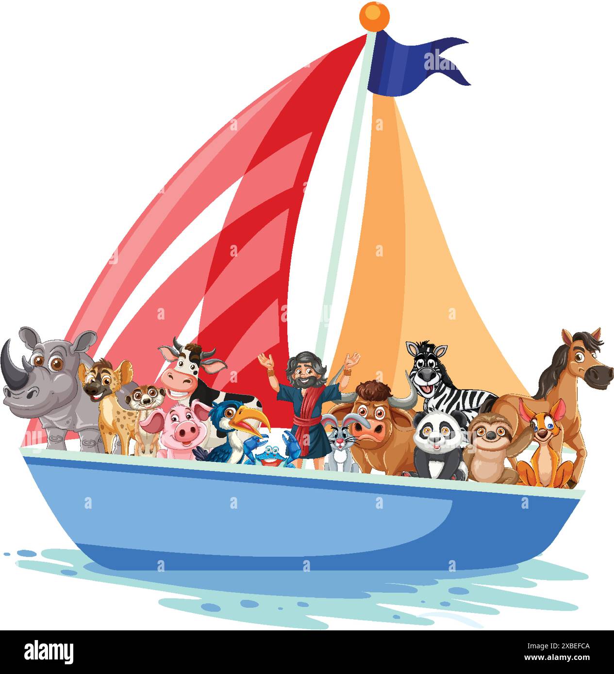 Various animals together on a colorful sailboat Stock Vector Image ...
