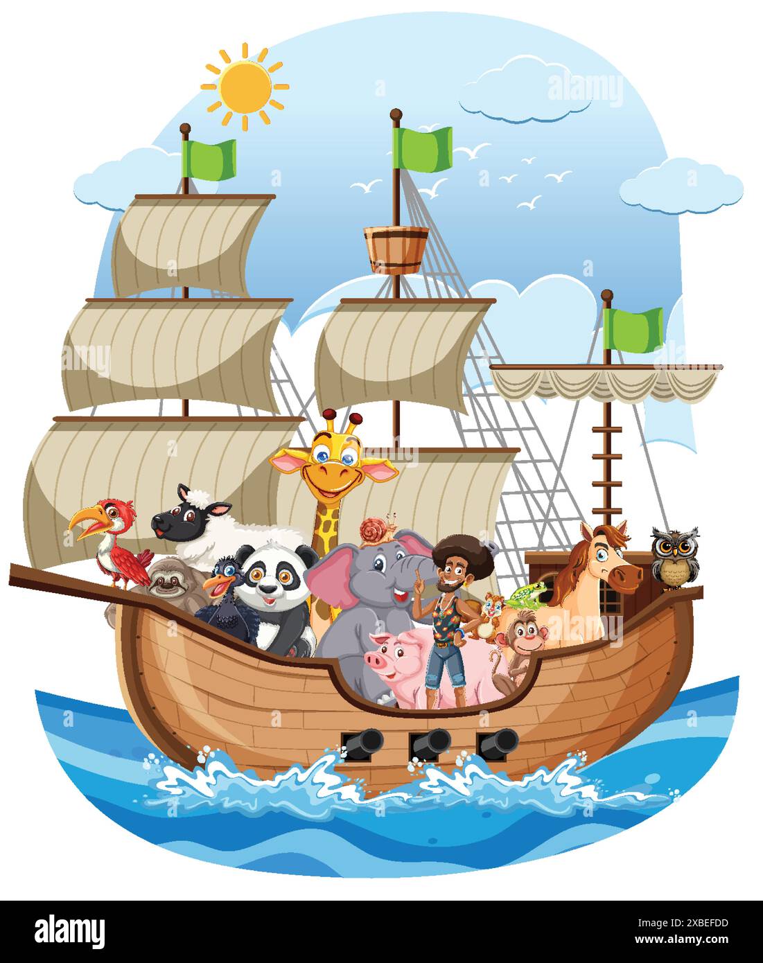 Various animals on a wooden sailing ship Stock Vector Image & Art - Alamy