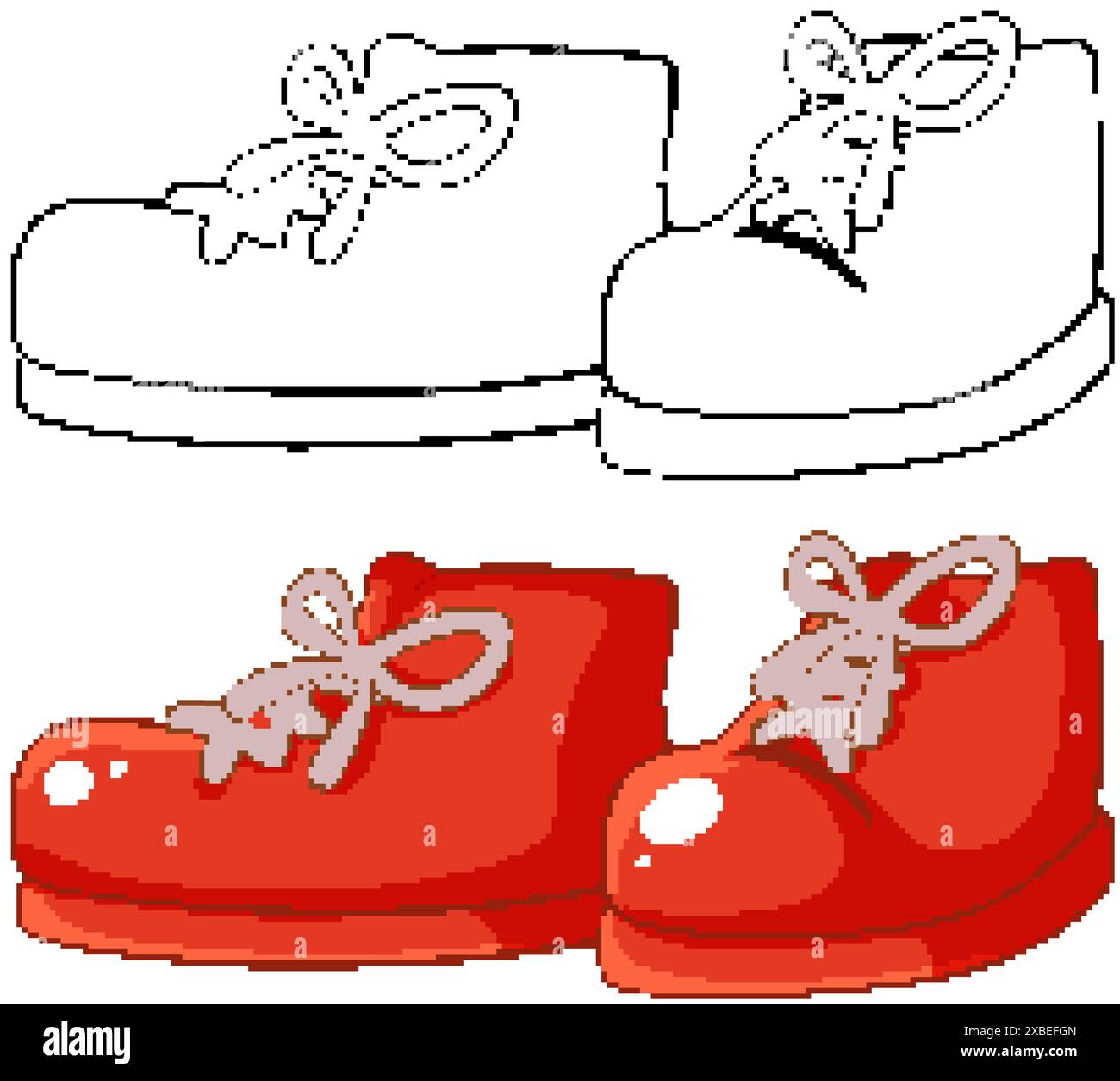 Vector illustration of red and outline shoes Stock Vector Image & Art ...