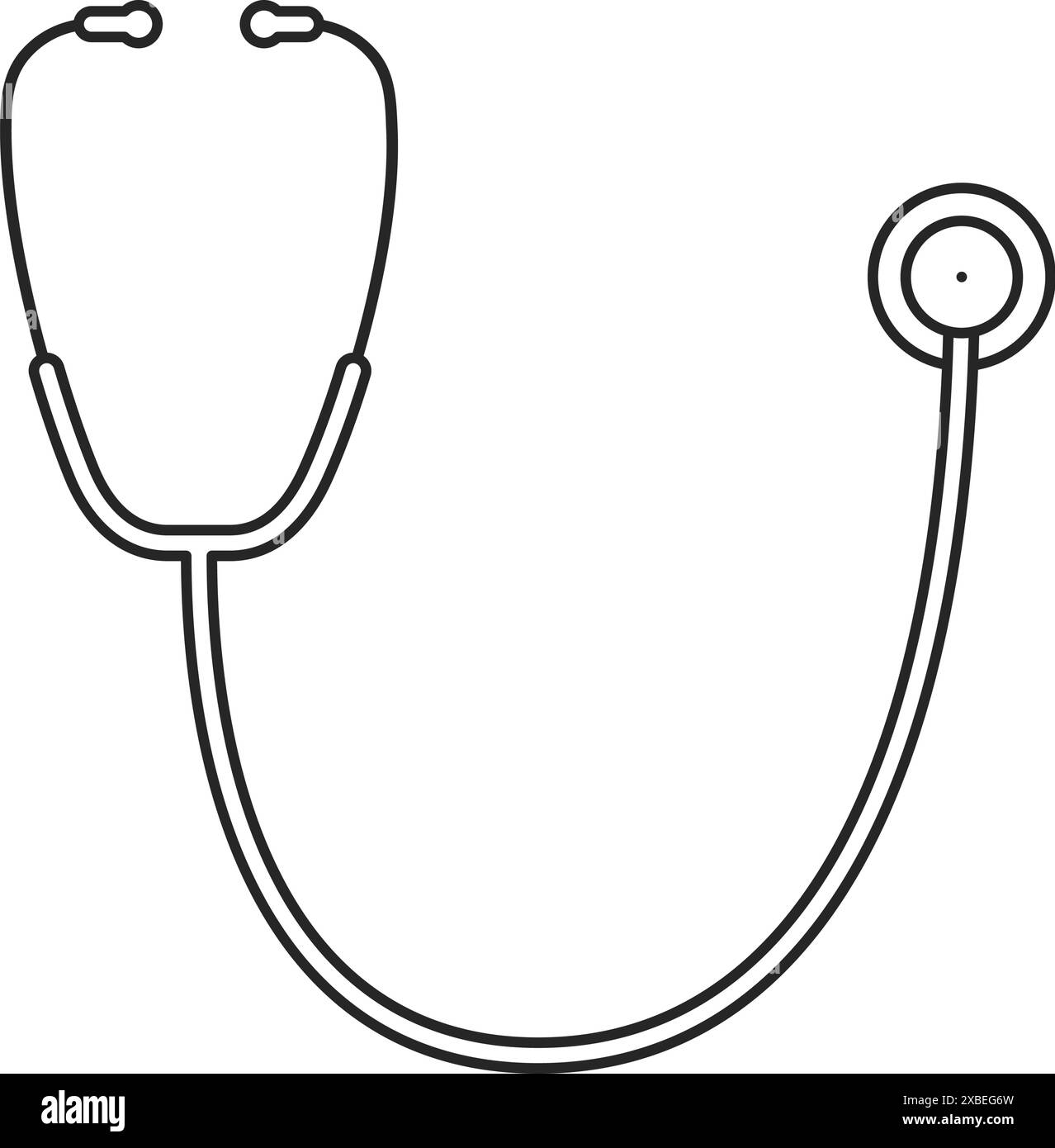 Stethoscope for doctor or nurse in a U-shape as an outline vector icon ...