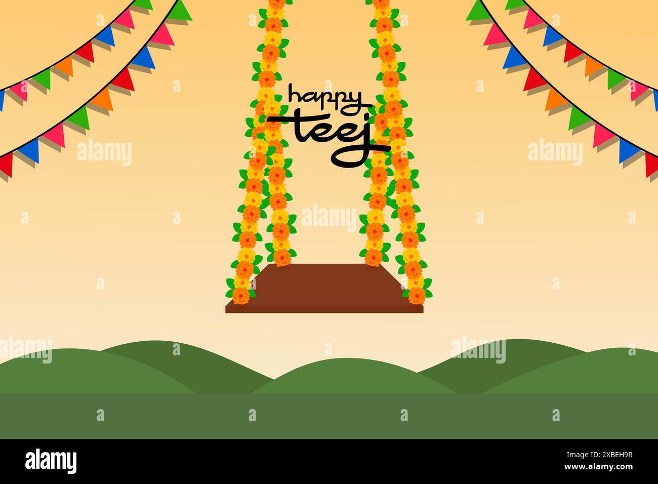 happy teej festival background illustration in flat design Stock Vector ...