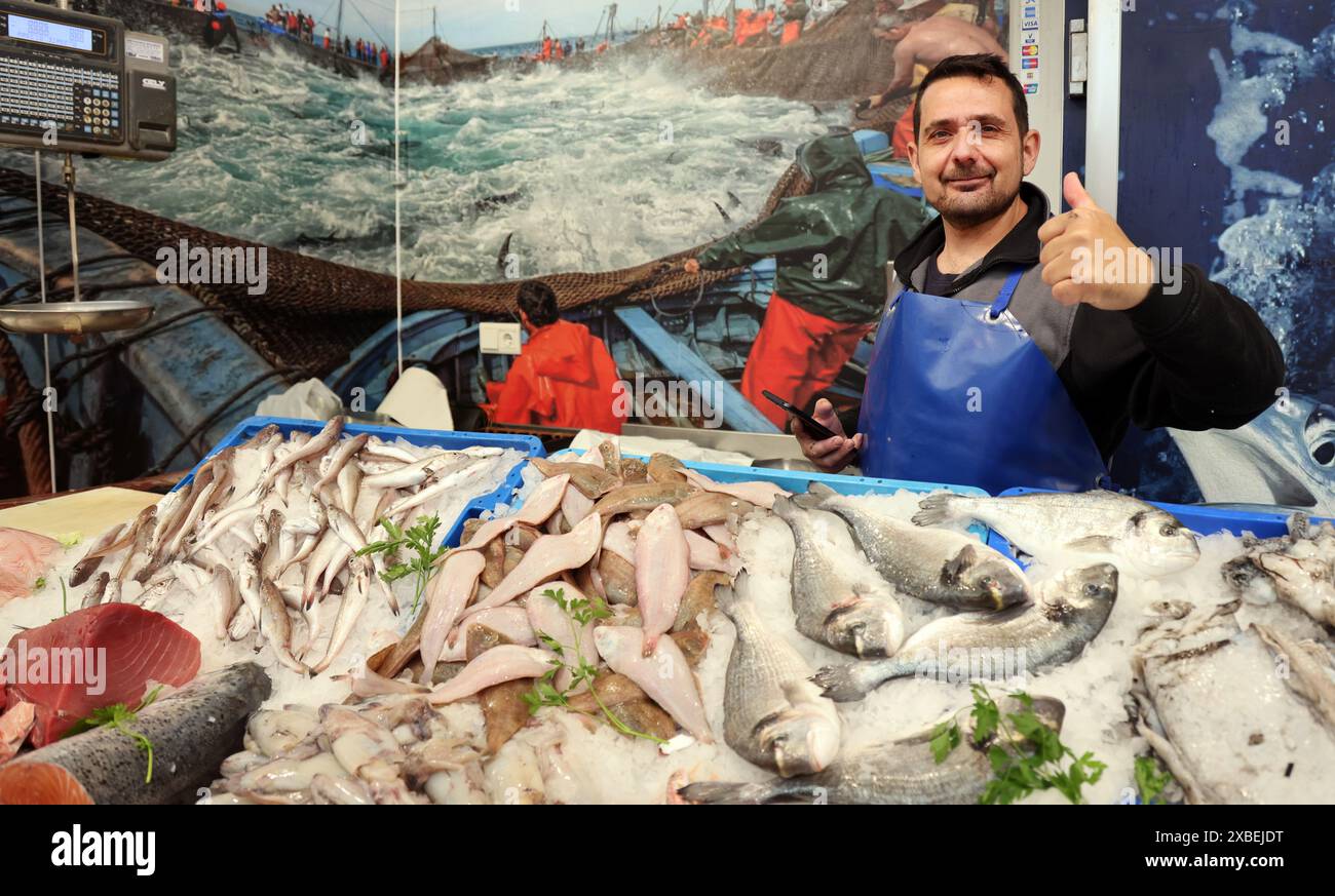 The fish market in Cadiz; Spain. Also known as Mercado Central de ...