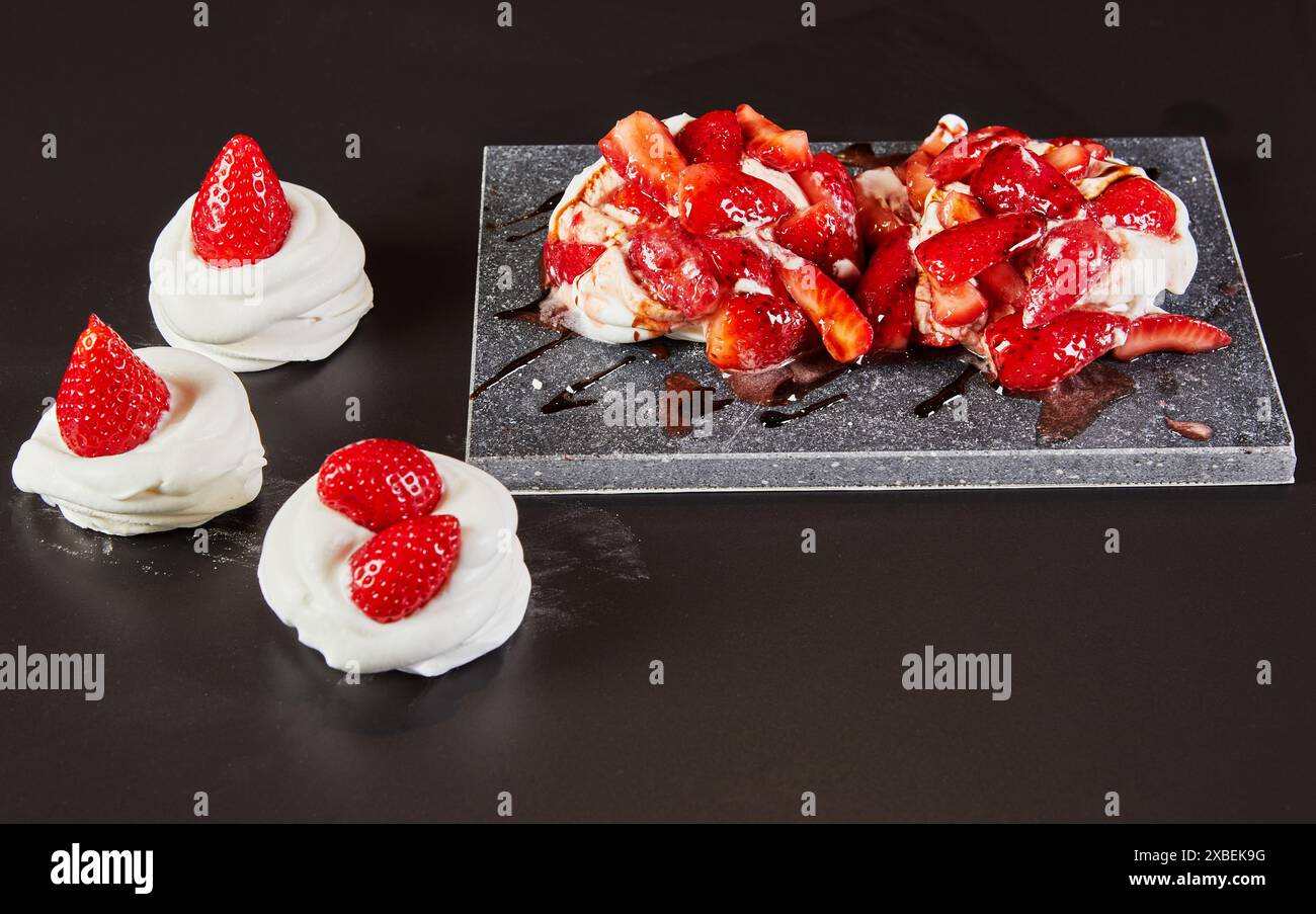 Homemade Strawberry Meringue Ready to Serve Stock Photo - Alamy