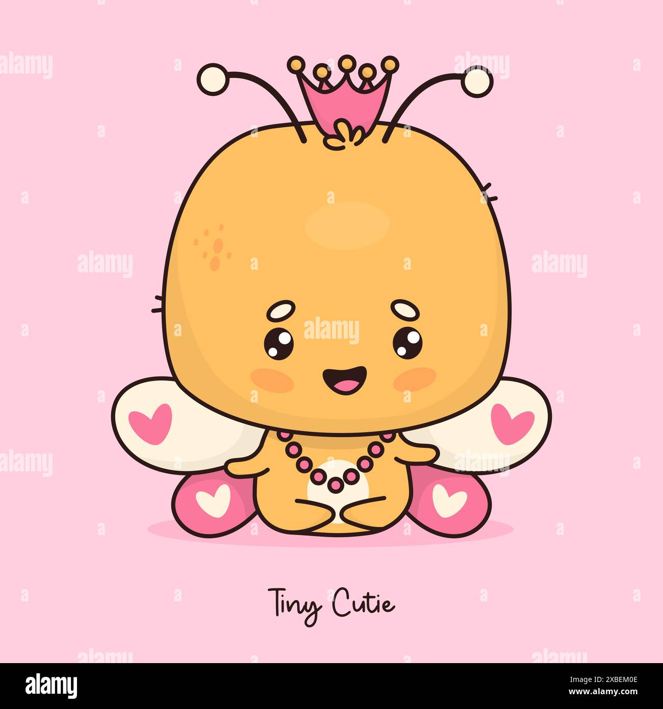 Cute butterfly girl princess in crown. Funny cartoon insect kawaii ...