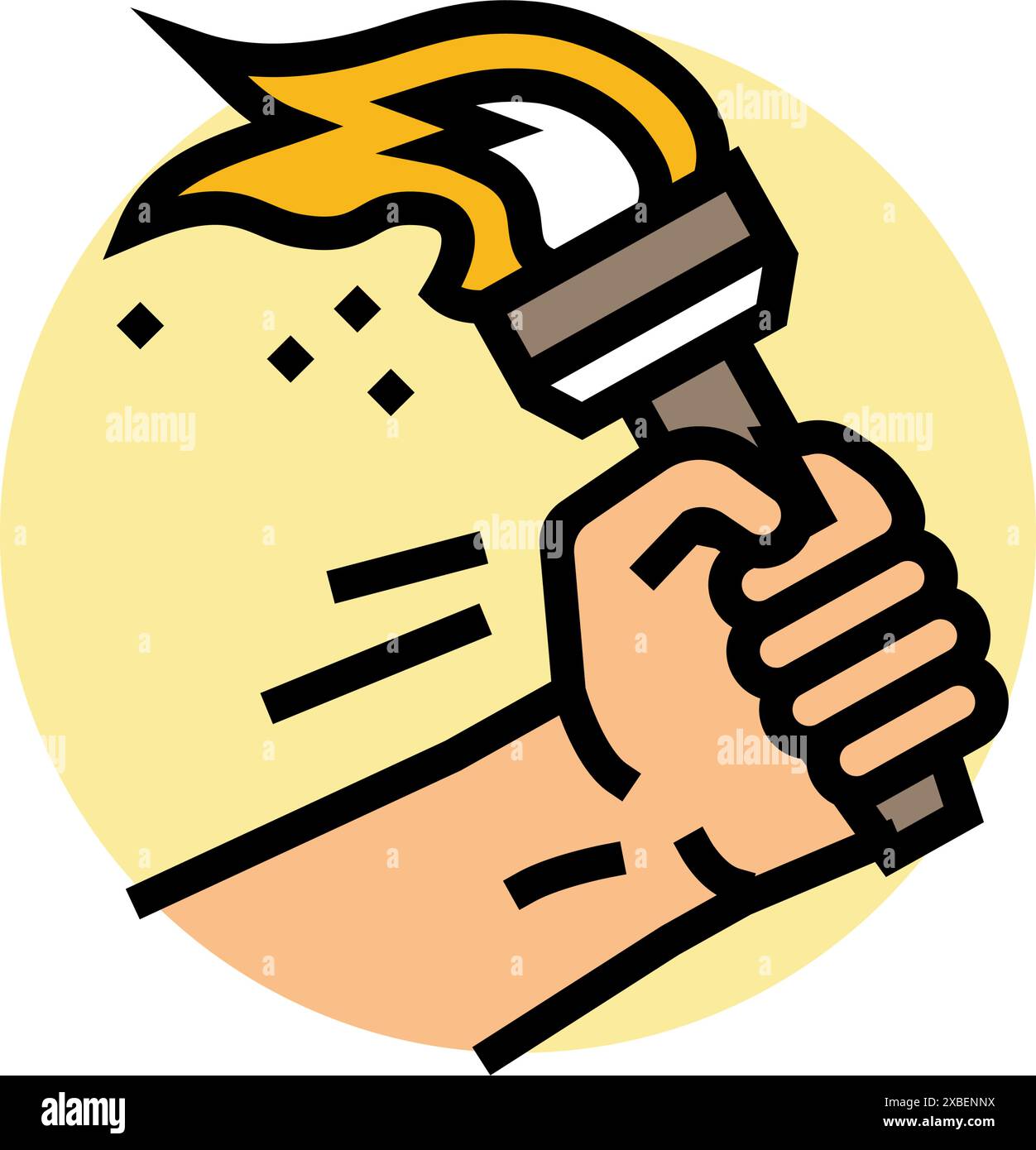 hand holding torch progress color icon vector illustration Stock Vector ...