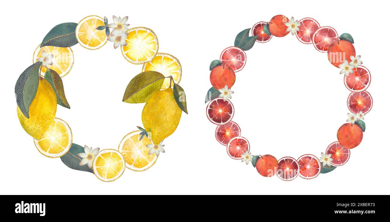 Discover exquisite handpainted citrus fruit wreaths with lemons and ...