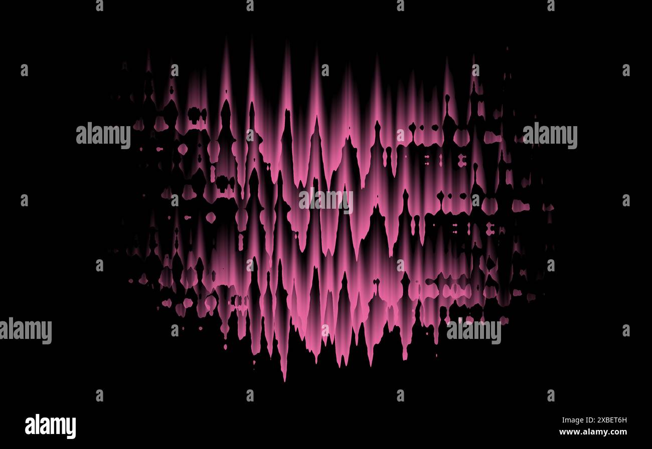 Graphic wave effect pink 3d waves on black background. Gloomy ...