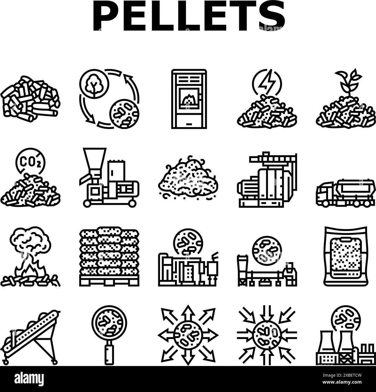 wood pellets timber plywood icons set vector Stock Vector Image & Art ...