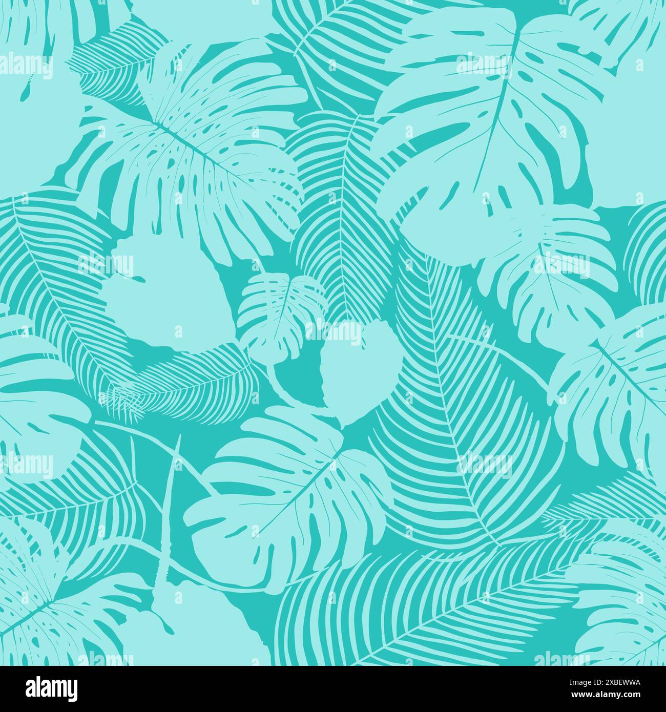 Exotic foliage vector background. Seamless tropical leaves rainforest ...